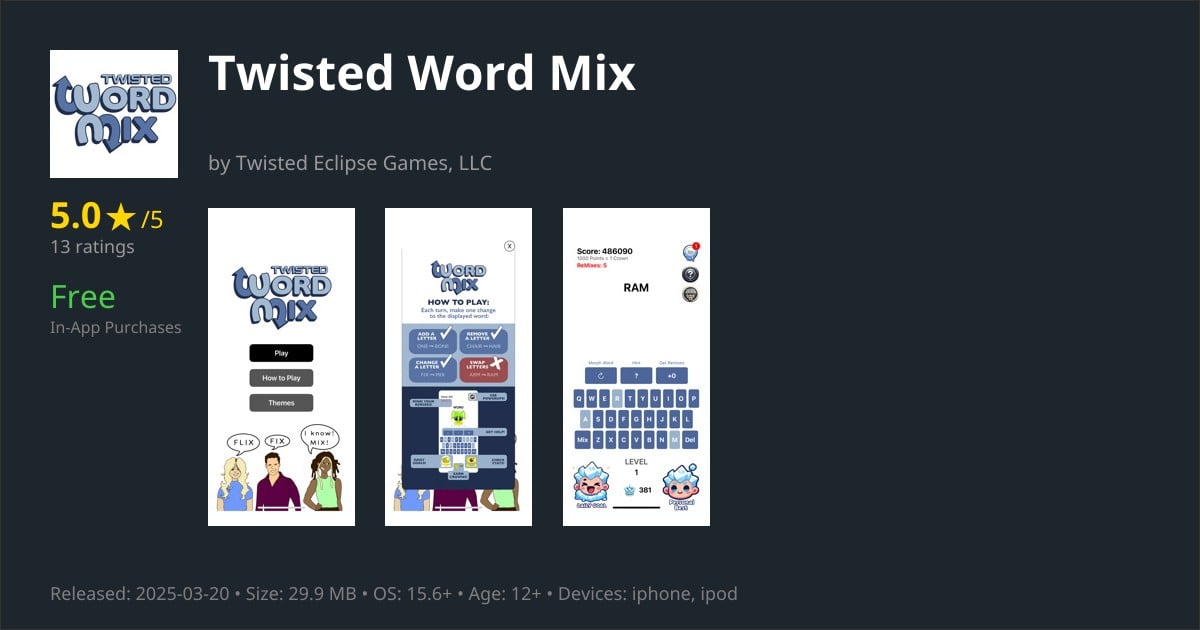Twisted Word Mix - Word Game, Vocabulary, Creativity