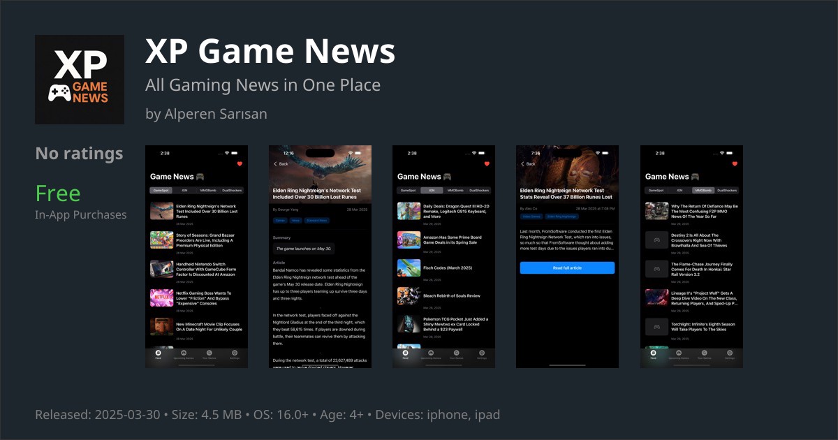 XP Game News App Reviews – Features, Pricing & User Ratings