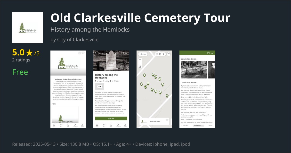 Old Clarkesville Cemetery Tour app for iPhone - Download