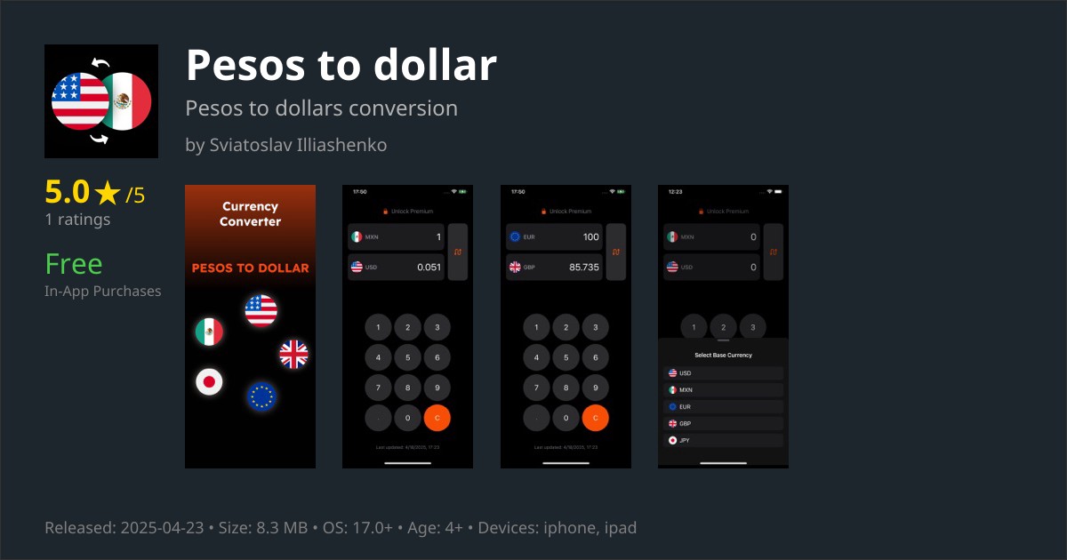 Pesos to dollar App Reviews – Features, Pricing & User Ratings