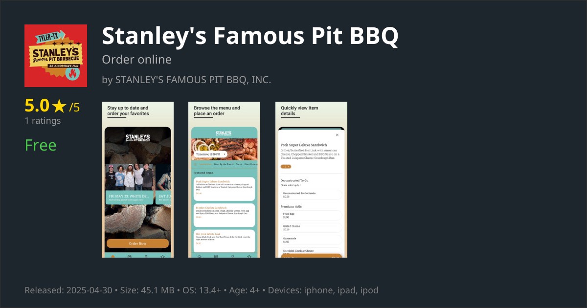 Stanley's Famous Pit BBQ App Reviews – Features, Alternatives & User ...