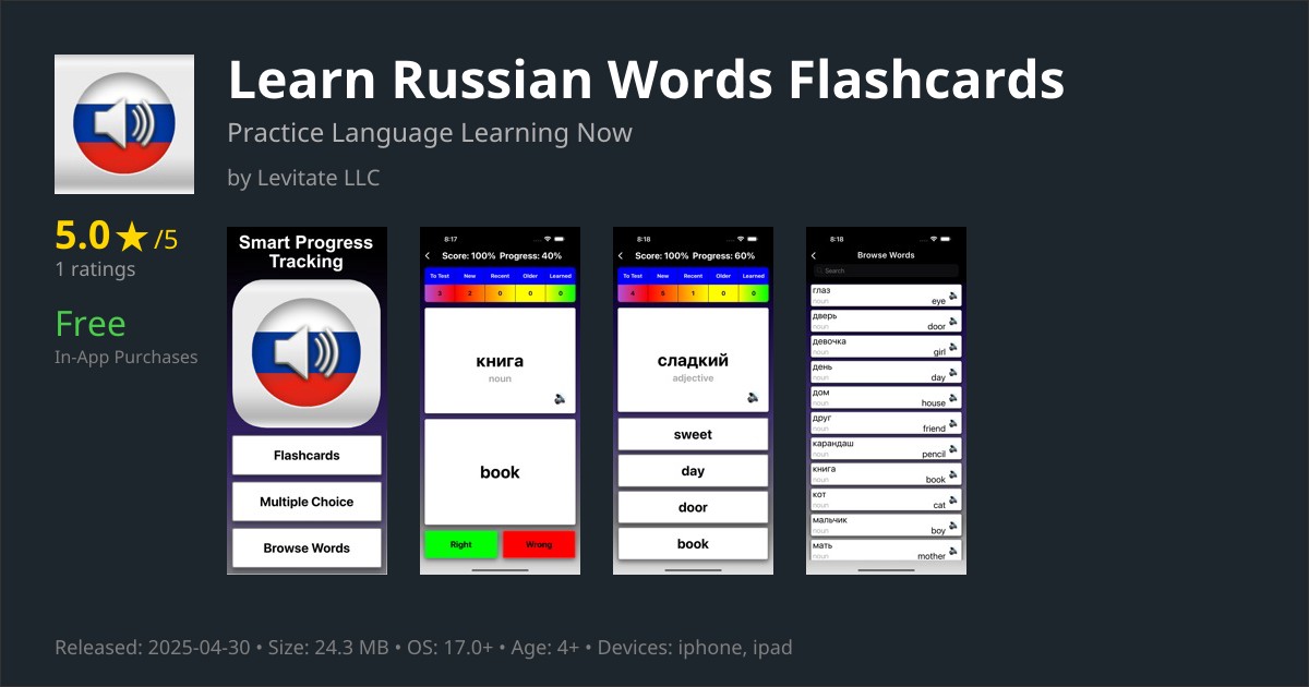 Learn Russian Words Flashcards App Reviews – Features, Pricing & User ...