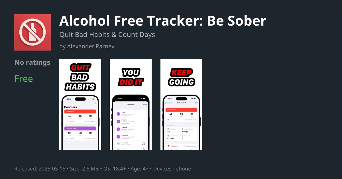 Alcohol Free Tracker App Reviews – Features, Alternatives & User Ratings