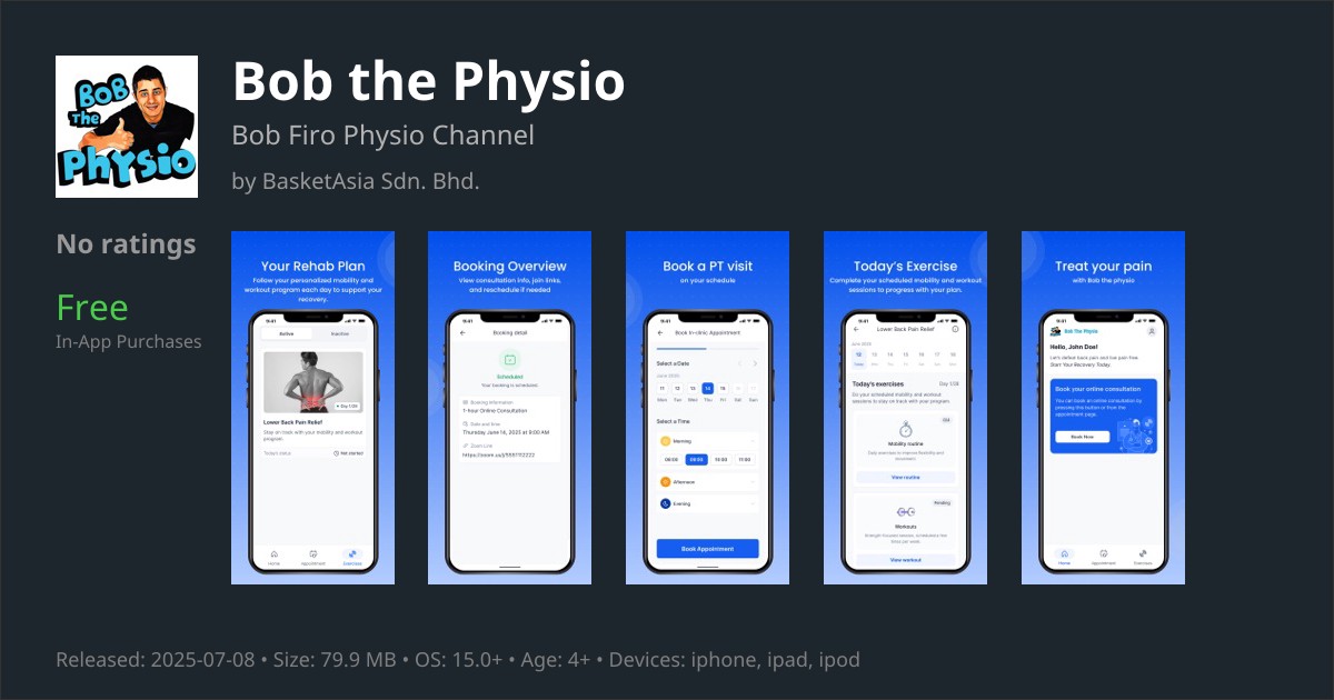 Bob the Physio App Reviews – Features, Pricing & User Ratings