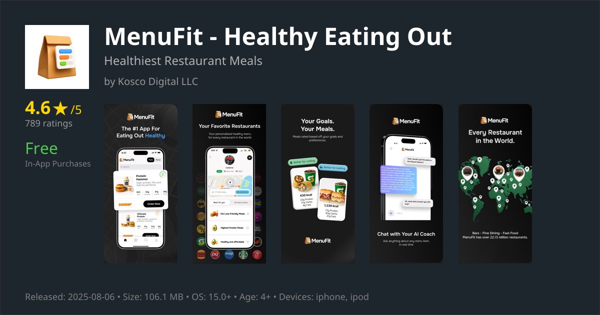 MenuFit app for iPhone — Download