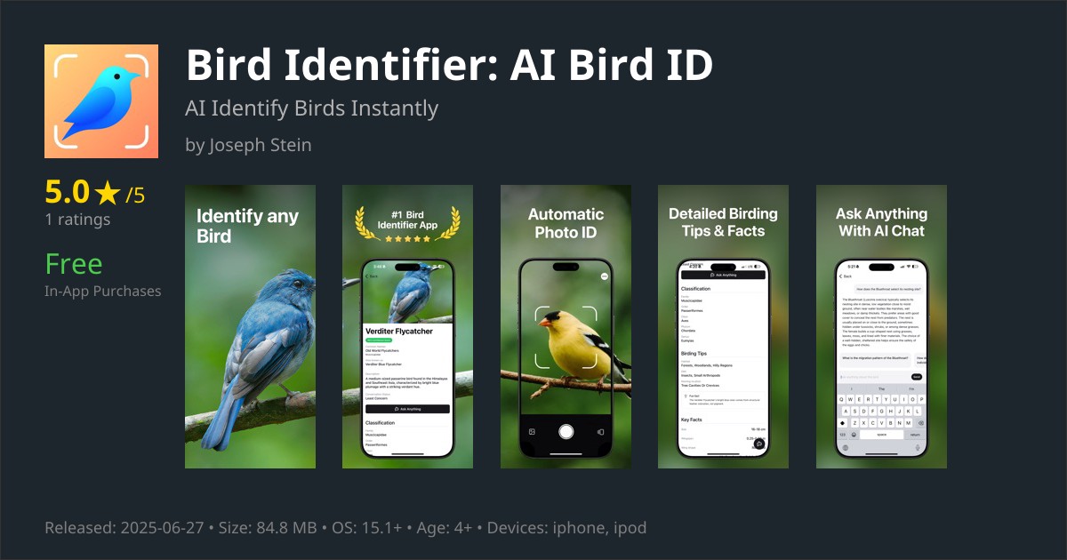 Bird Identifier App for iPhone - Download