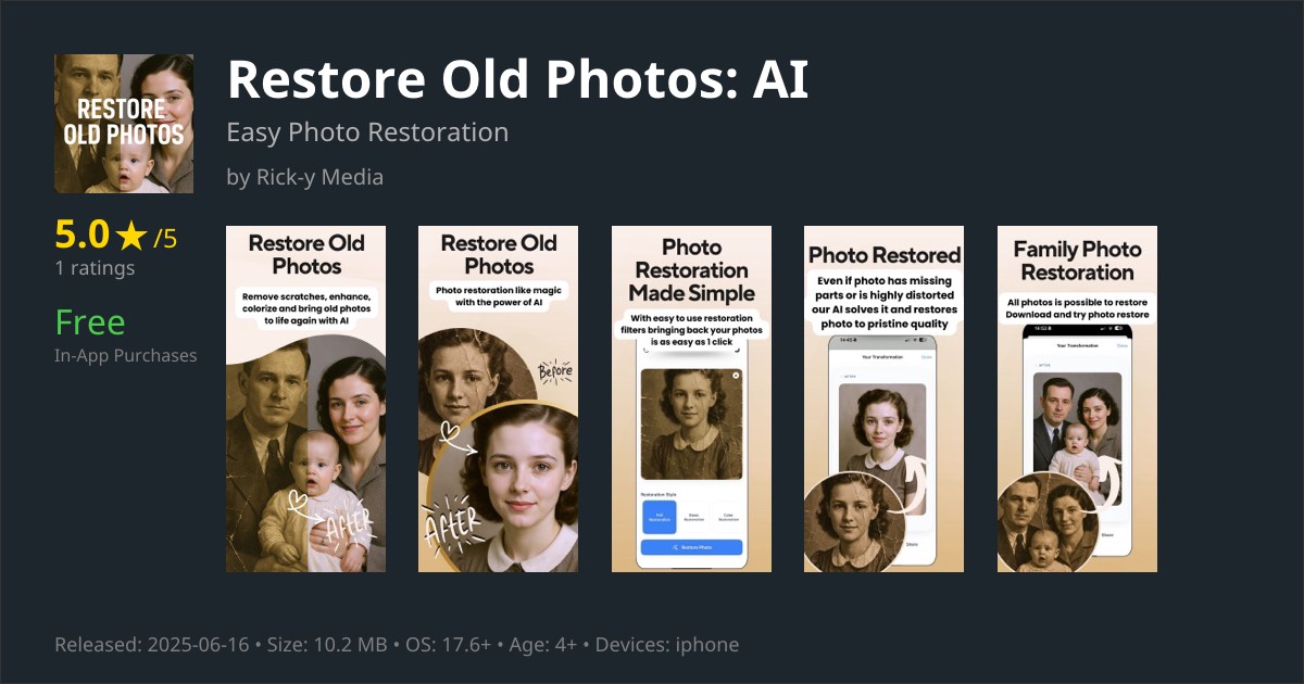 Restore Old Photos App Reviews – Features, Pricing & User Ratings