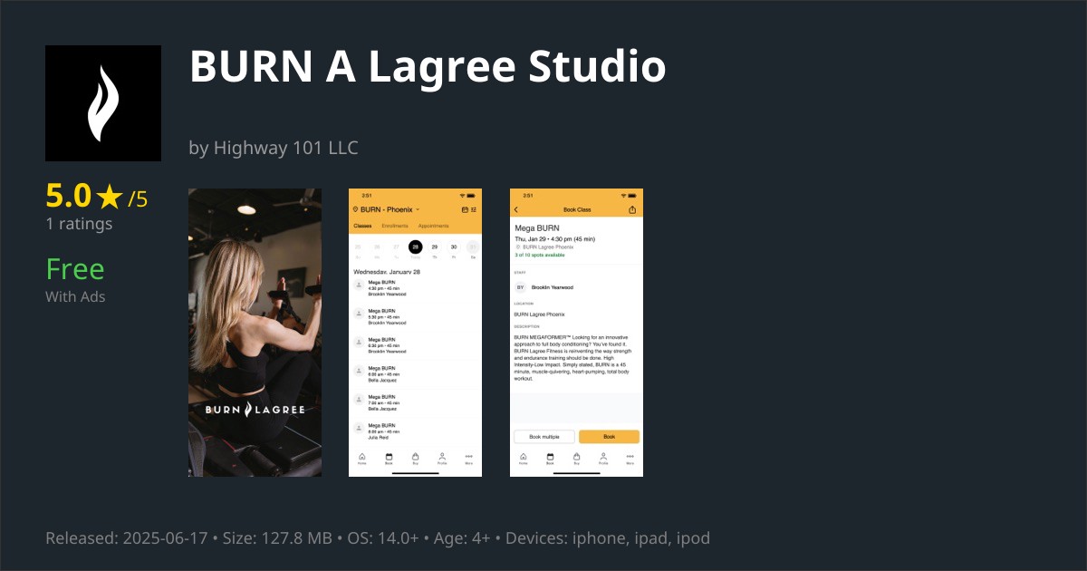 BURN A Lagree Studio App for iOS - Download