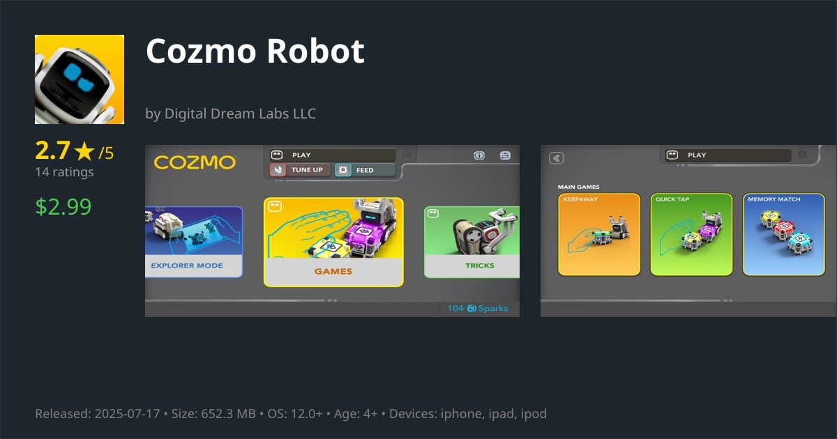 Cozmo Robot - Interactive AI Toy, Personality Robot