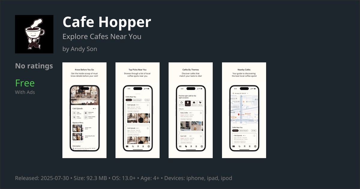 Cafe Hopper App Reviews – Features, Alternatives & User Ratings