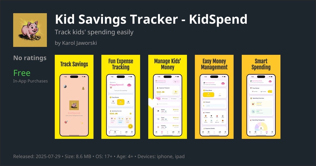 Kid Savings Tracker app for iPhone — Download