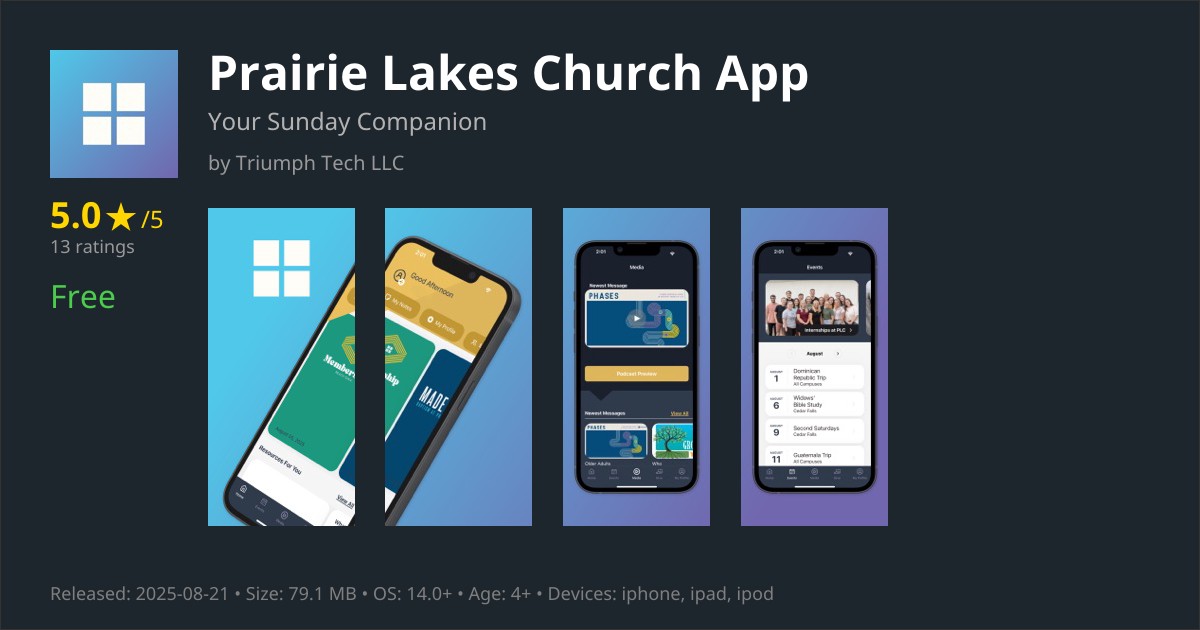 Prairie Lakes Church App - Connect, Give, Events