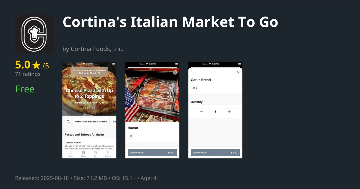 Cortina's Italian Market To Go App Reviews – Features, Alternatives ...