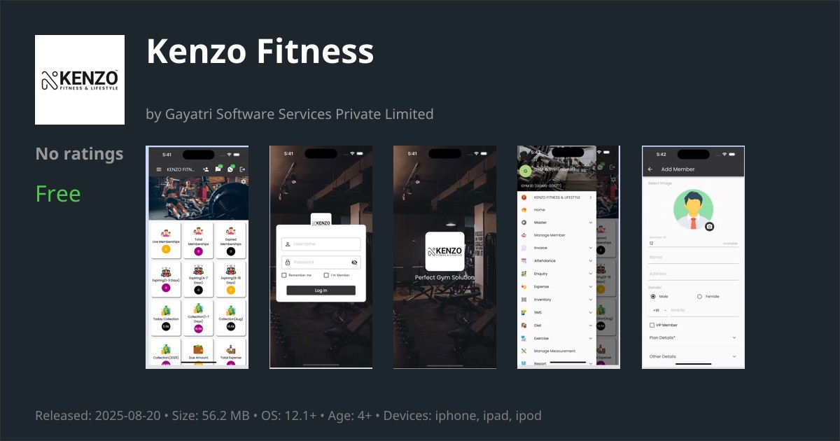Kenzo Fitness app for iPhone — Download