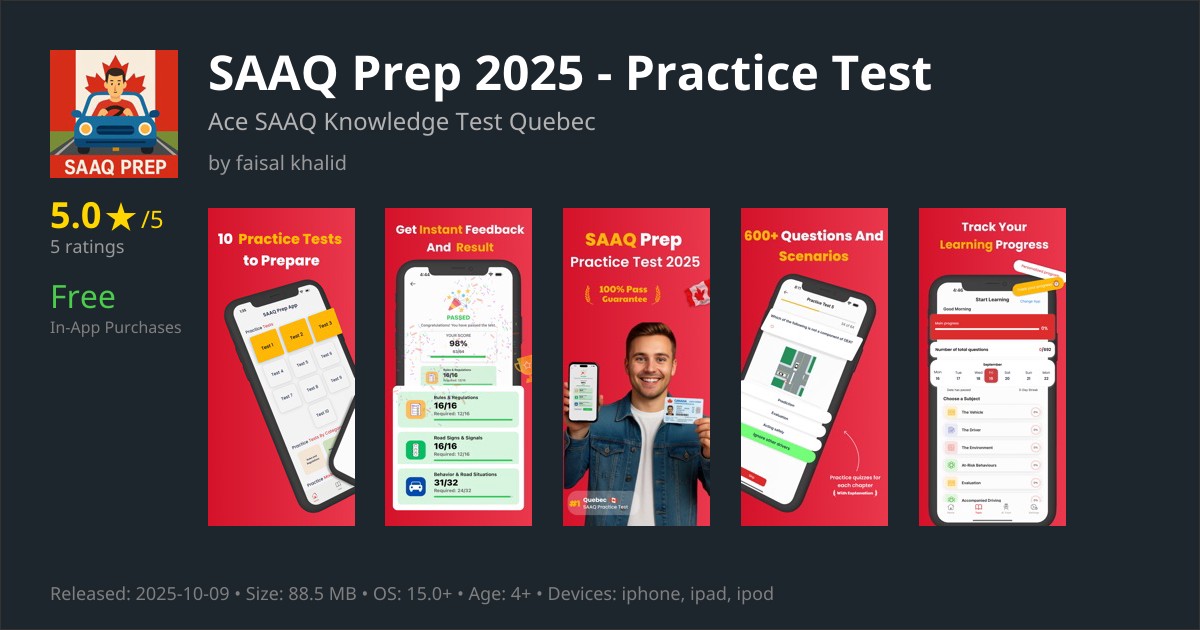 SAAQ Prep 2025 App Reviews – Features, Pricing & User Ratings