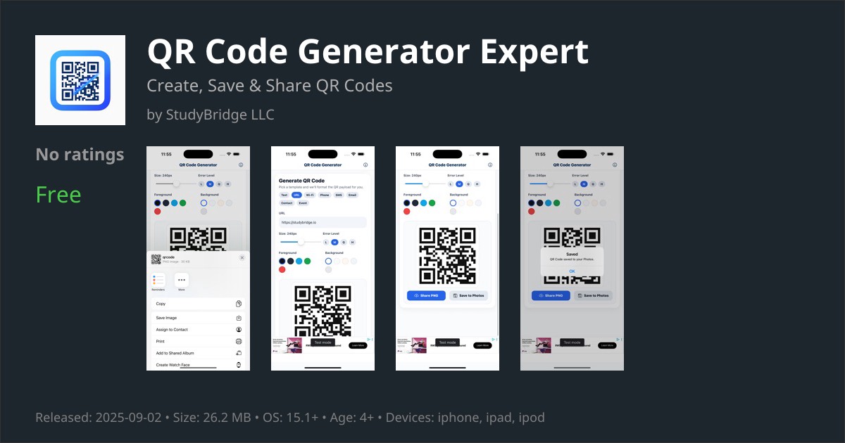 QR Code Generator Expert App for iPhone - Download
