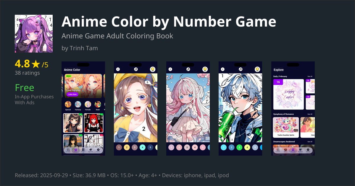 Anime Color by Number Game Game Reviews – Features, Pricing & User Ratings