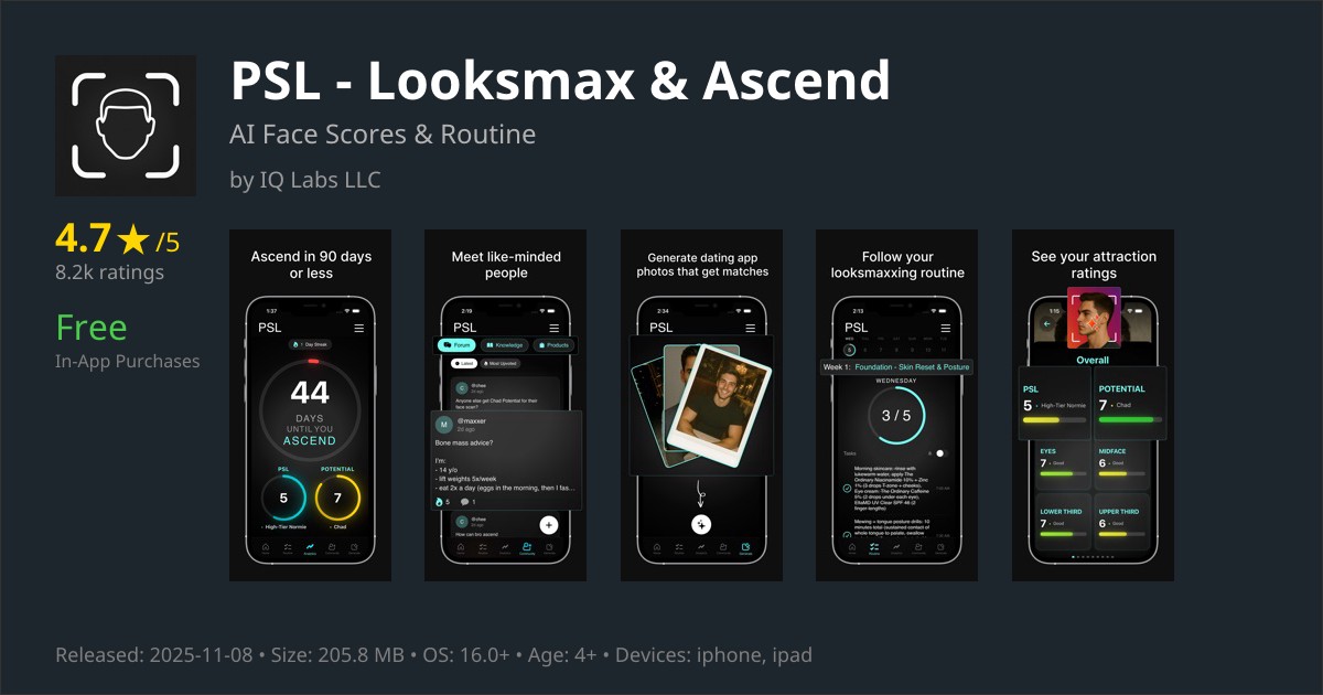 PSL App - Looksmax AI Face Scan & Routine