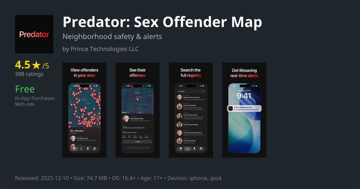 Predator: Sex Offender Map - Safety Alerts | AppsHunter