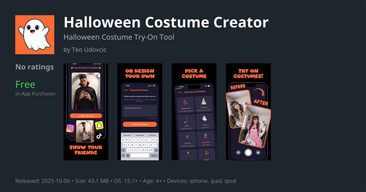 Halloween Costume Creator App Reviews – Features, Pricing & User Ratings