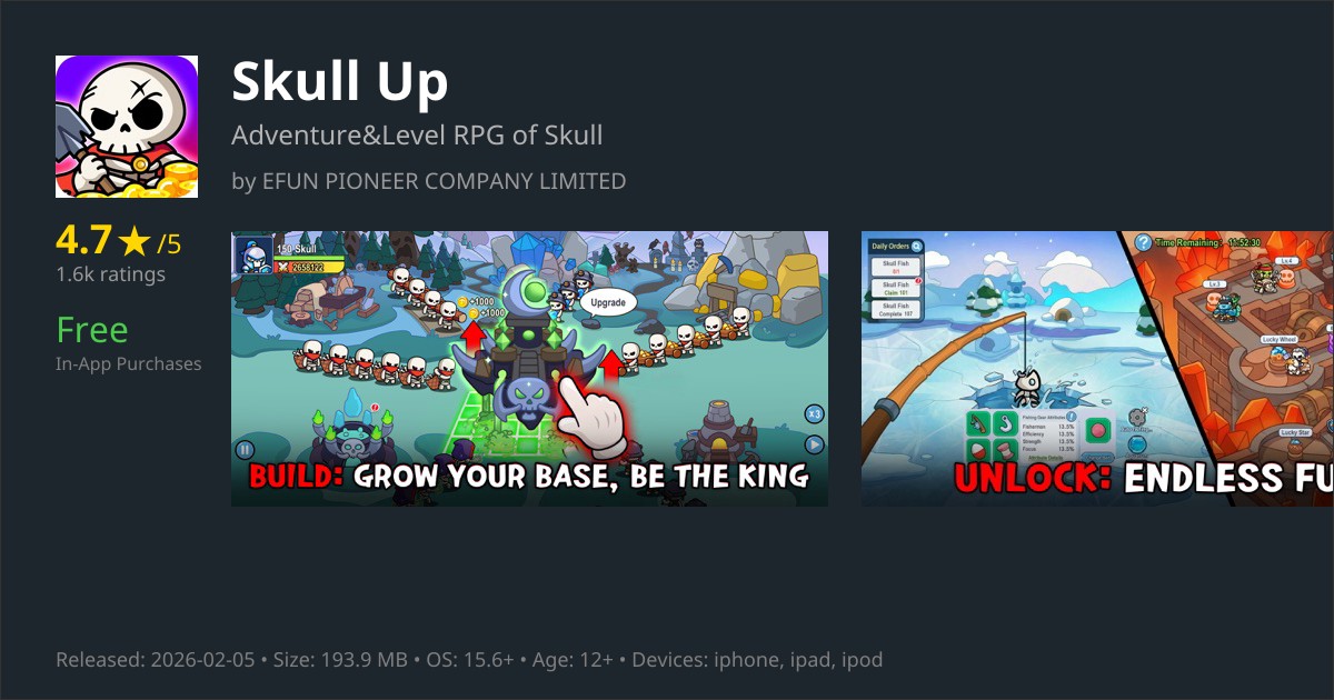 Skull Up - Idle RPG, Skelly Collection, Adventure | AppsHunter