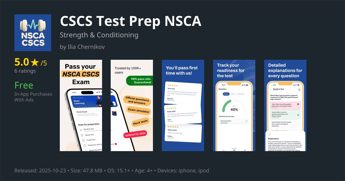 CSCS Test Prep NSCA App Reviews – Features, Pricing & User Ratings