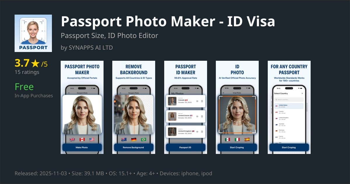 Passport Photo Maker app for iPhone — Download