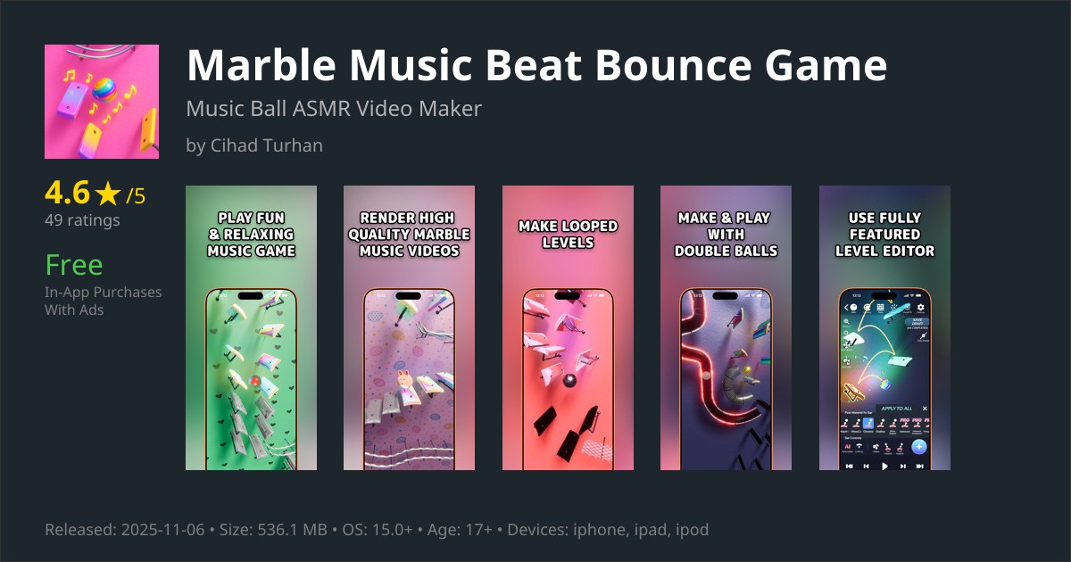 Marble Music Beat Bounce Game game for iPhone — Download