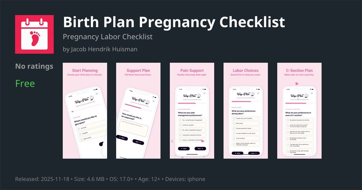 Birth Plan Pregnancy Checklist app for iPhone — Download