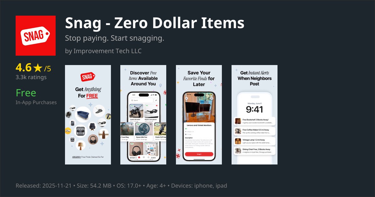 Snag - Free Items, Furniture, Electronics