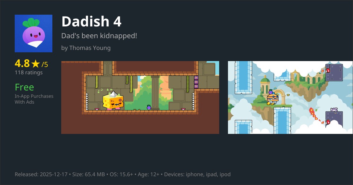 Dadish 4 - Platformer Adventure Game | AppsHunter