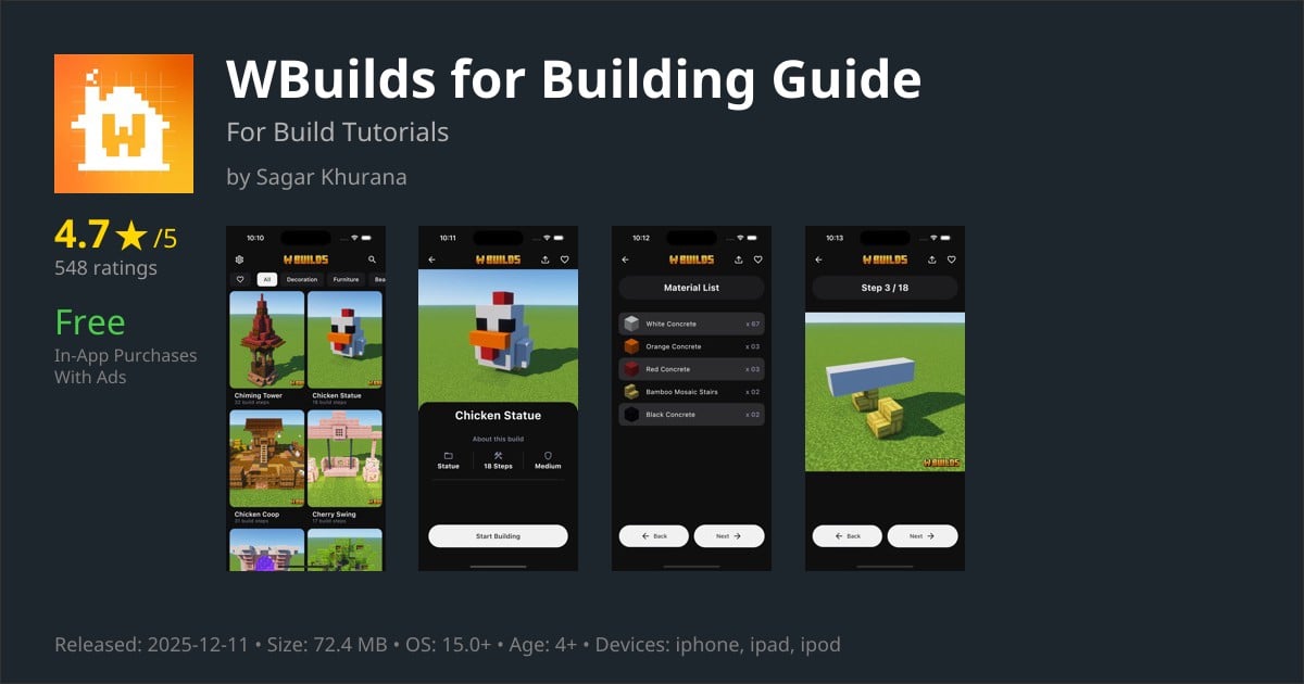WBuilds for Building Guide app for iPhone - Download