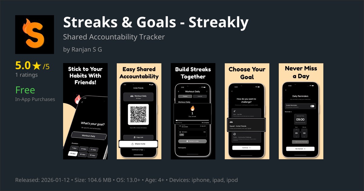 Streaks & Goals app for iPhone — Download