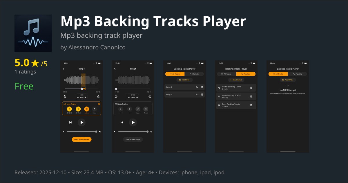 Mp3 Backing Tracks Player App Reviews – Features, Alternatives & User ...