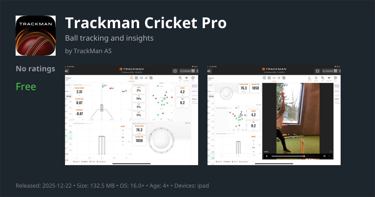 Trackman Cricket Pro App for iPad - Download