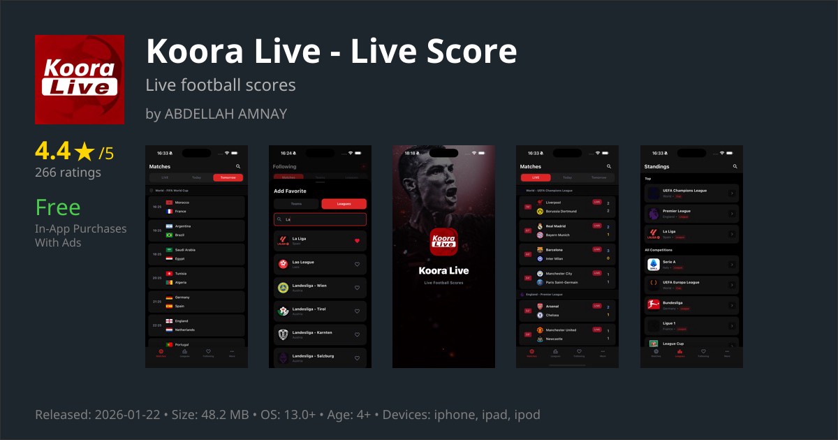 Koora Live app for iPhone — Download
