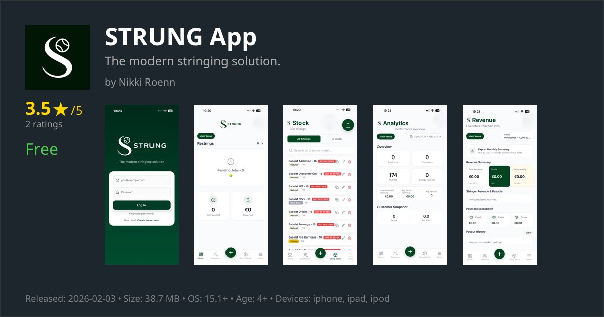 STRUNG App - Racket Stringing Management