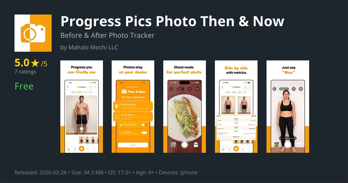 Progress Pics Photo Then & Now app for iPhone — Download