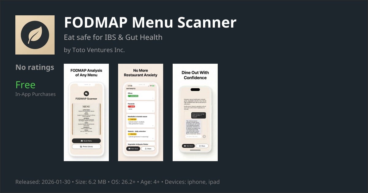 FODMAP Menu Scanner app for iPhone — Download