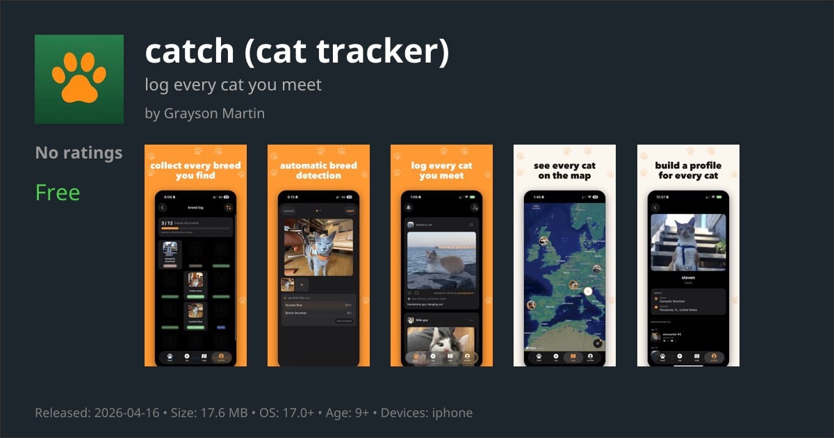 catch (cat tracker) app for iPhone — Download