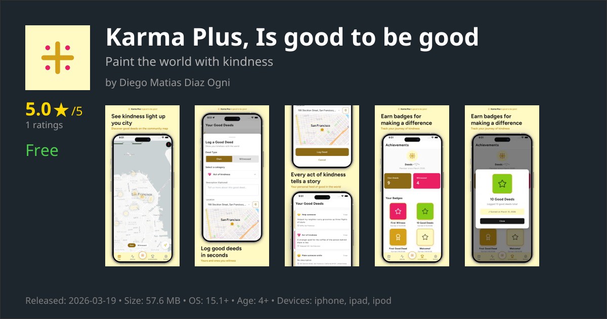 Karma Plus, Is good to be good app for iPhone — Download