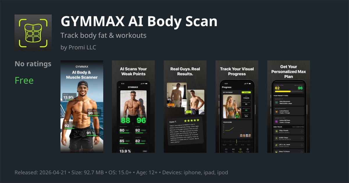 GYMMAX AI Body Scan app for iPhone — Download