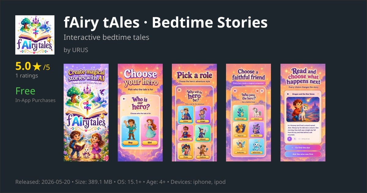 fAiry tAles · Bedtime Stories app for iPhone — Download