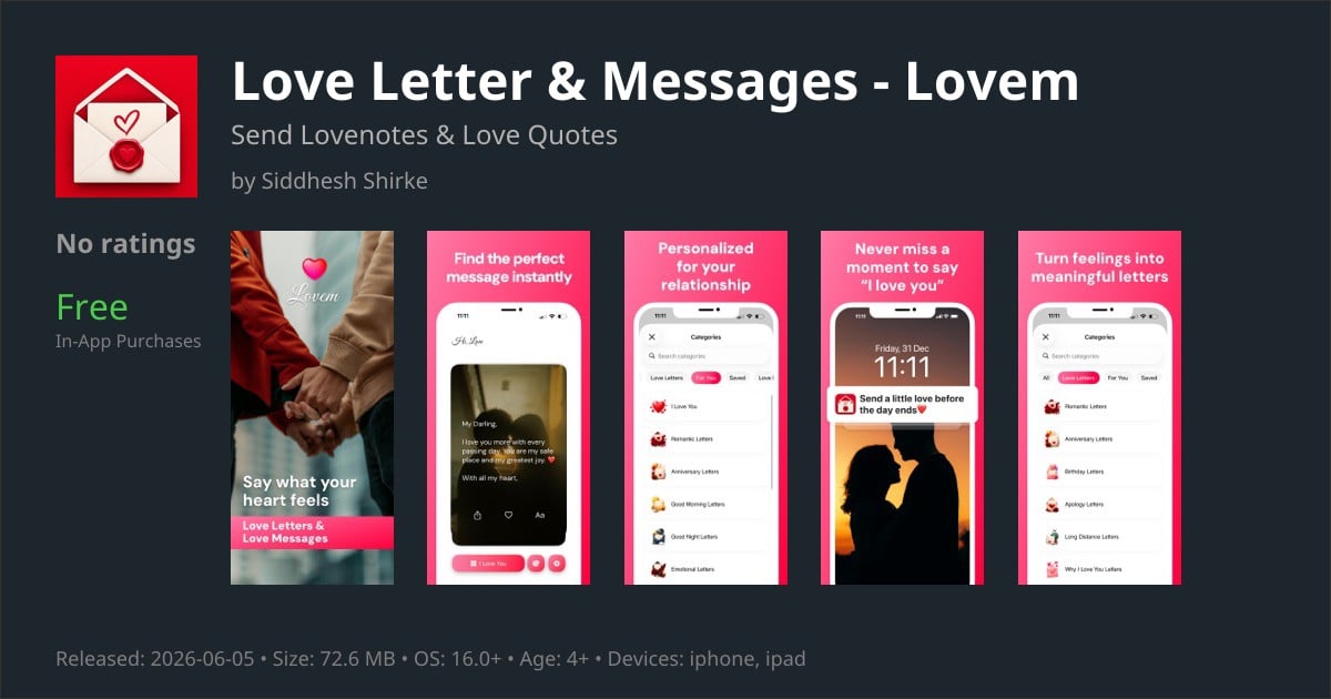 Love Letter & Messages app for iPhone — Download