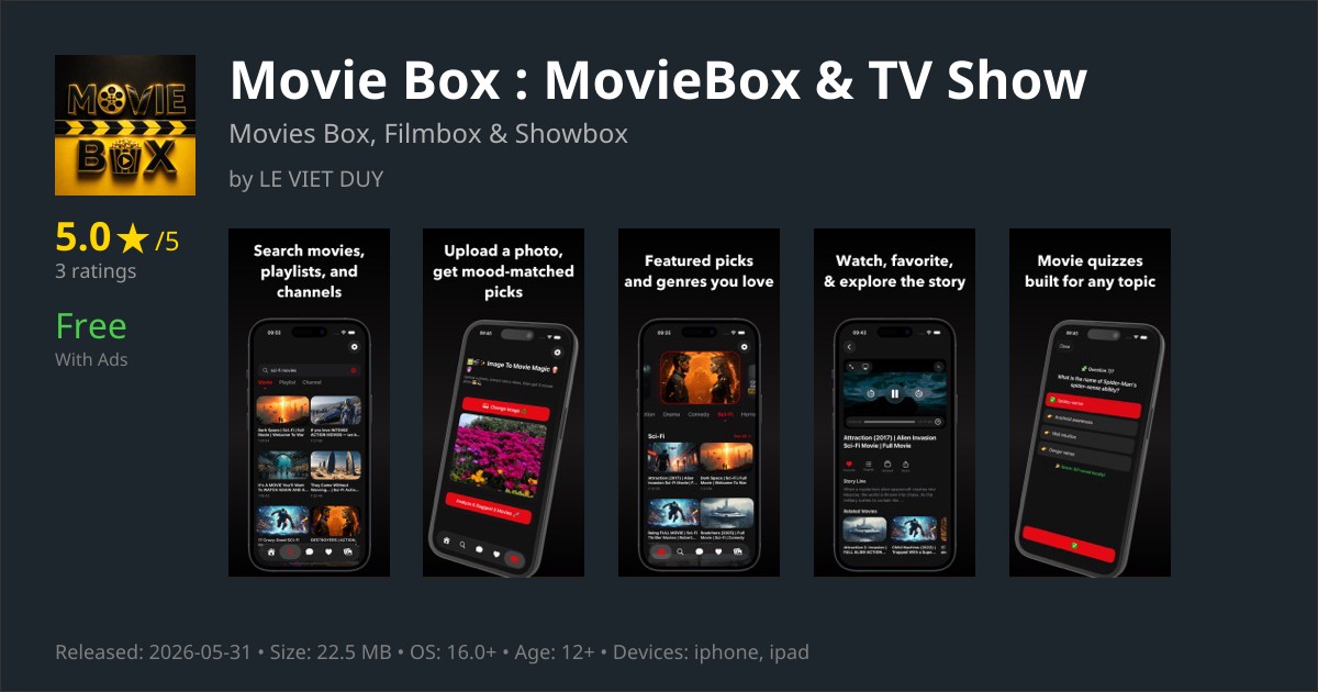 Movie Box app for iPhone — Download