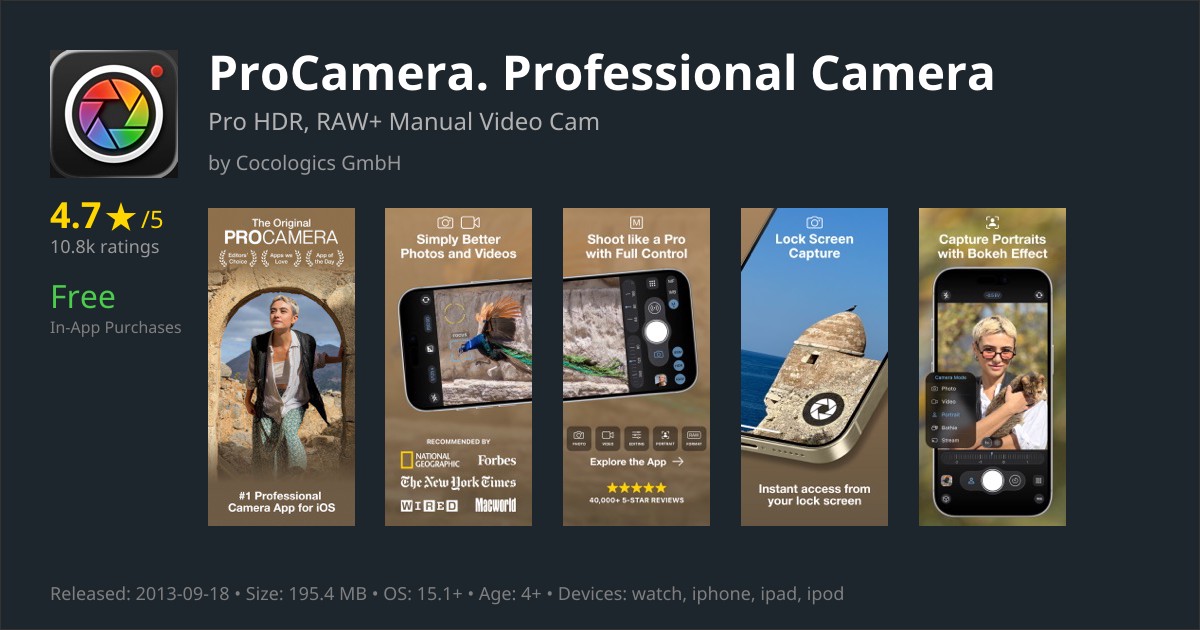 ProCamera. Professional Camera App Reviews – Features, Pricing & User ...