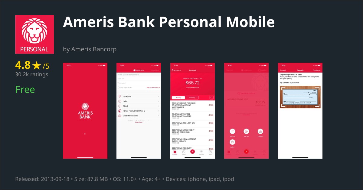 Ameris Bank Personal Mobile App Reviews – Features, Alternatives & User ...