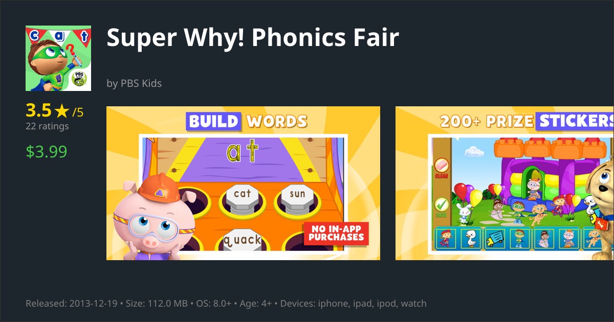 Super Why! Phonics Fair App Reviews – Features, Alternatives & User Ratings
