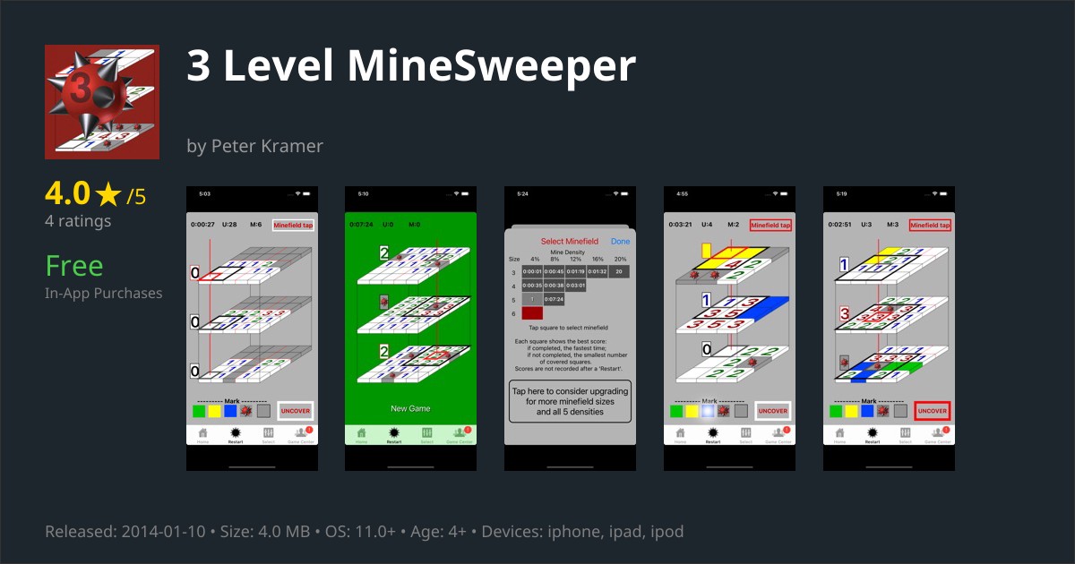 3 Level MineSweeper Game Reviews – Features, Pricing & User Ratings