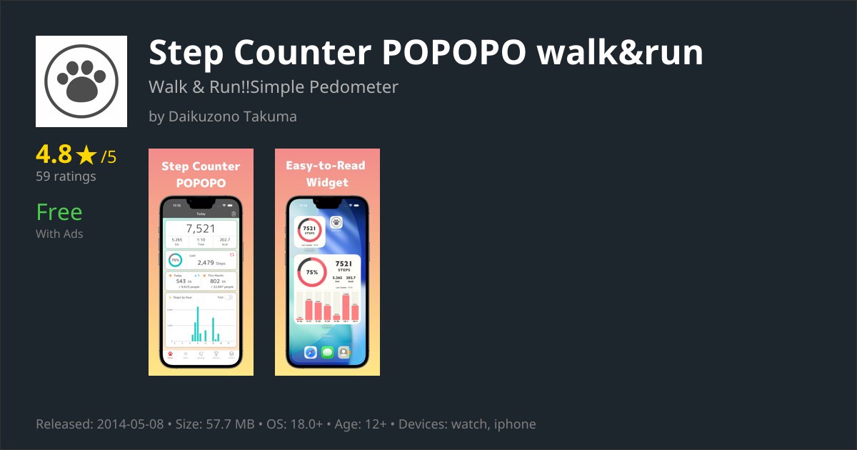 Step Counter POPOPO walk&run App Reviews – Features, Alternatives ...